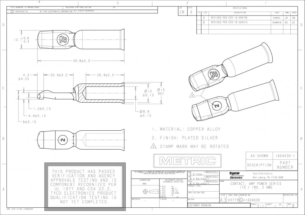 TE Connectivity 1604039-1 technical drawing preview