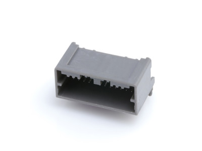 Mini50 Unsealed Right-Angle Header, UL 94 HB, Dual Row, 20 Circuit, Polarization Option C, 2.80mm Pin Length, Dark Gray, Tape and Reel