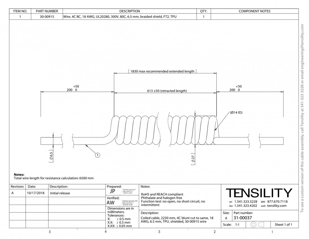 31-00037 cable assembly technical drawing