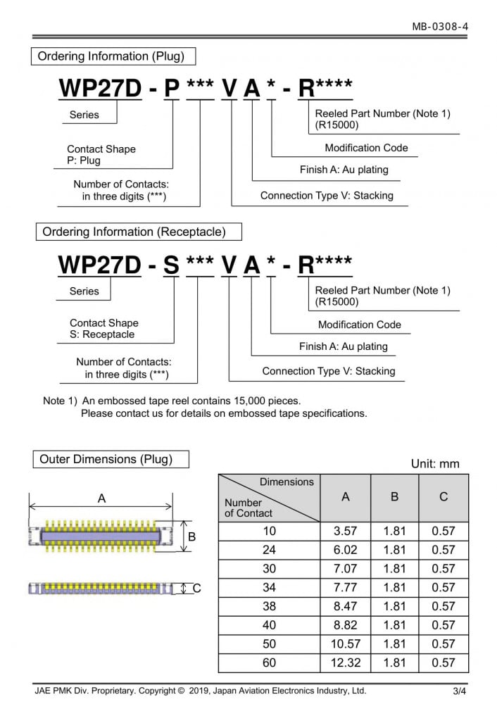 WP27D Series product document page 3
