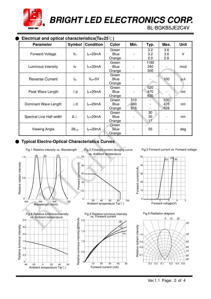 BL-BGKB5JE2C4V datasheet page 2