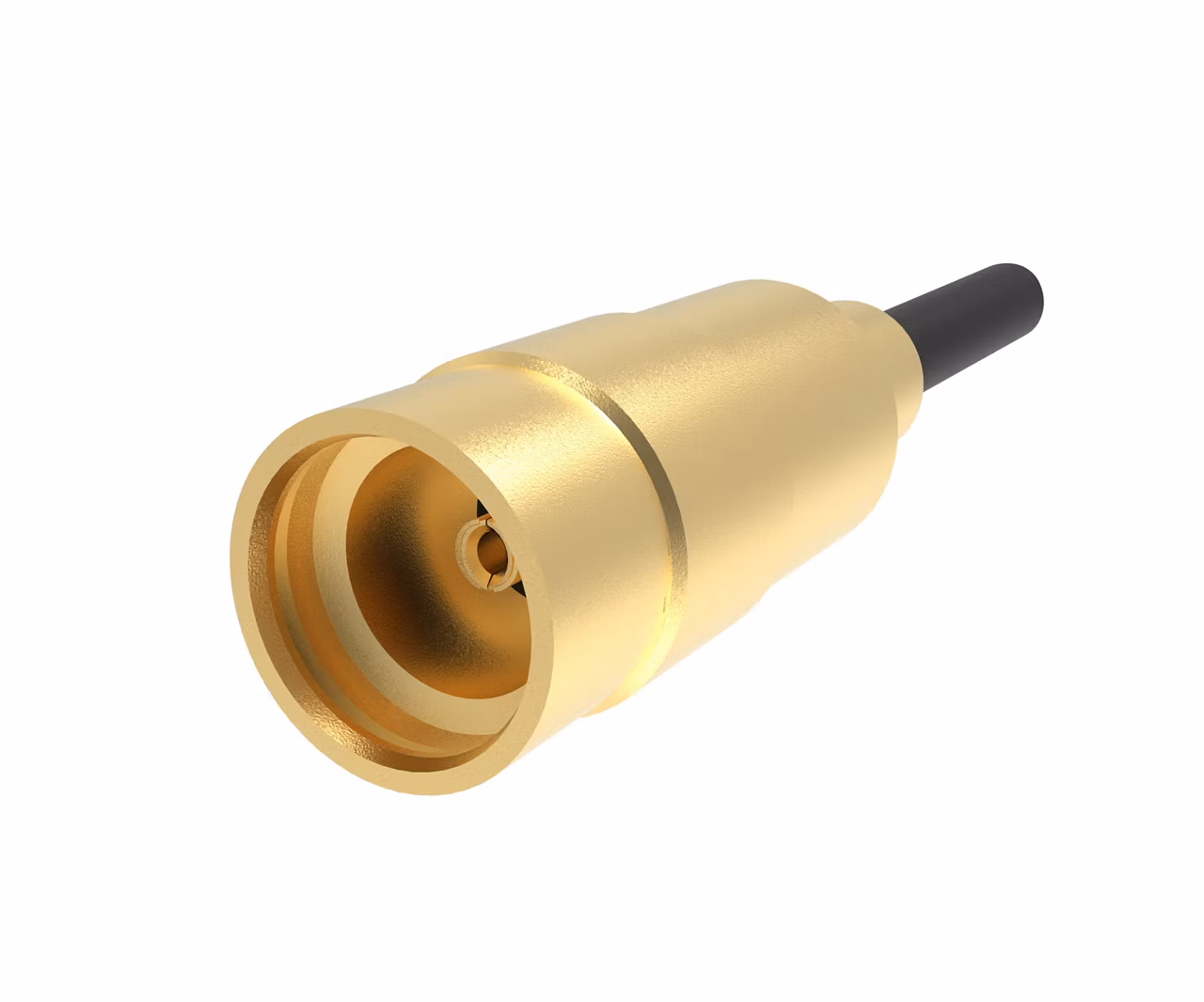 SMB Jack, Straight, PCB Receptacle, Edge Mount, Brass Body, Gold (Au) Plated, Air Dielectric, Tray, 75 Ohms