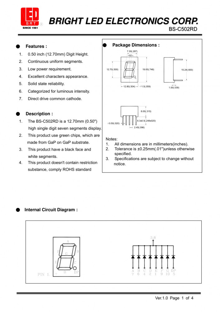 BS-C502RD datasheet page 1