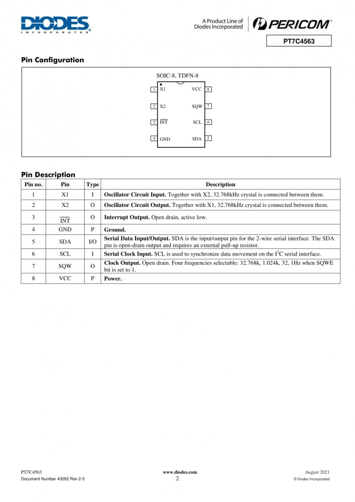 PT7C4563 datasheet page 2