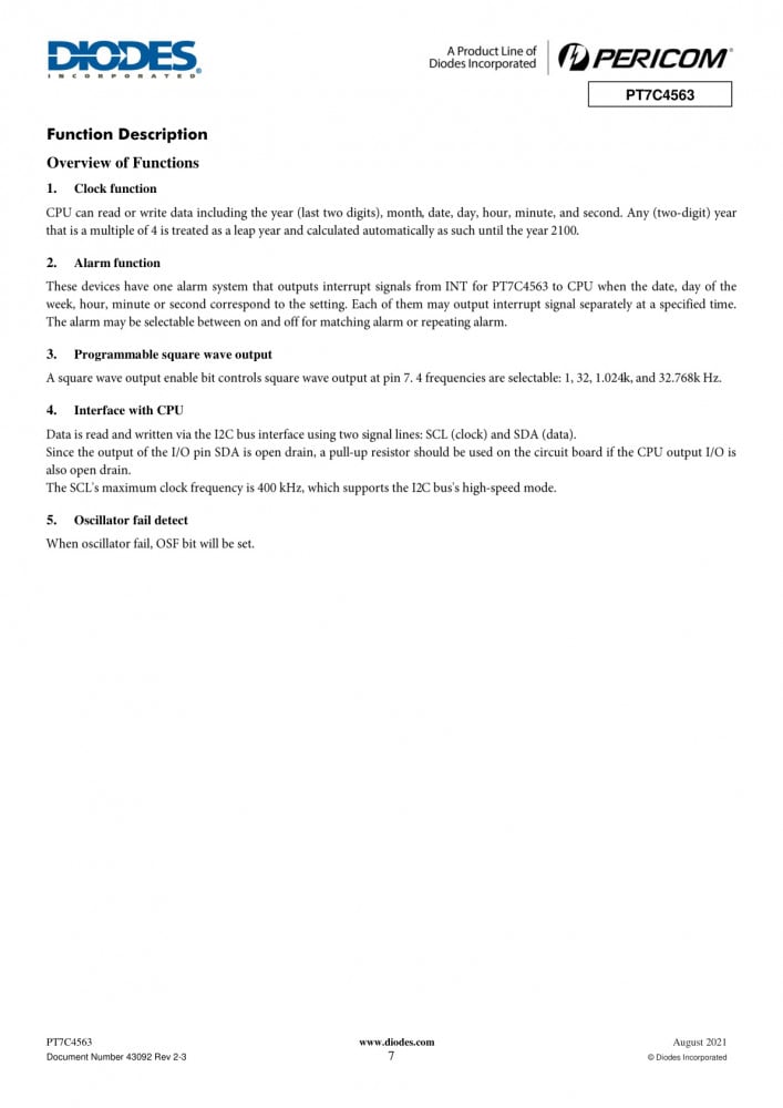 PT7C4563 datasheet page 7