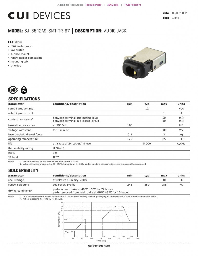 SJ-3542AS-SMT-TR-67 datasheet page 1