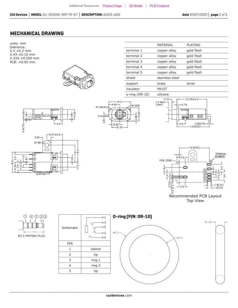 SJ-3542AS-SMT-TR-67 datasheet page 2