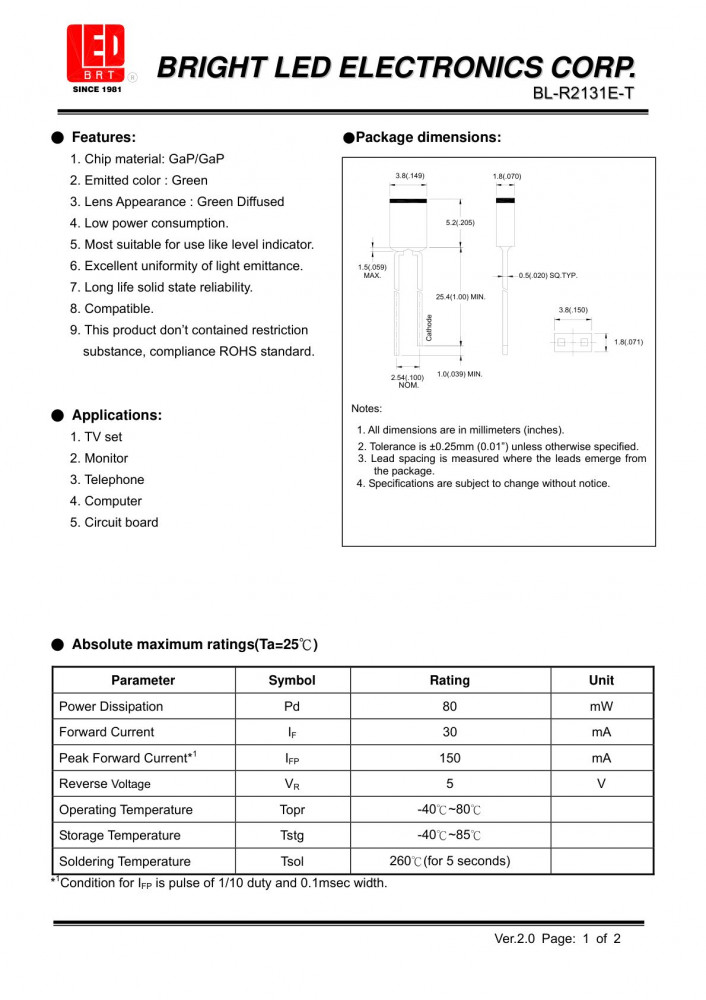BL-R2131E-T datasheet page 1