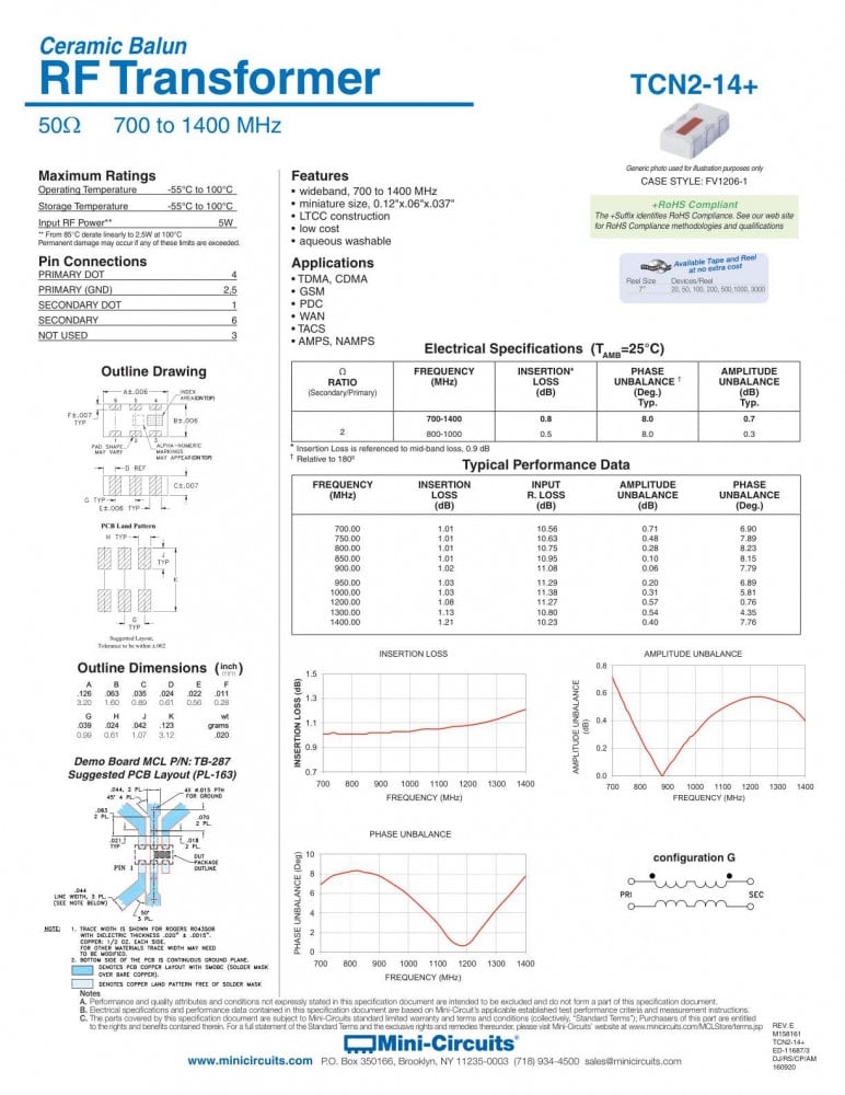 TCN2-14+ technical document page