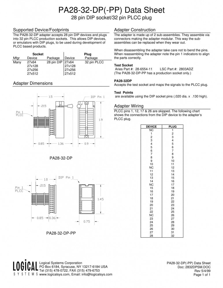 PA28-32-DP(-PP) adapter datasheet page
