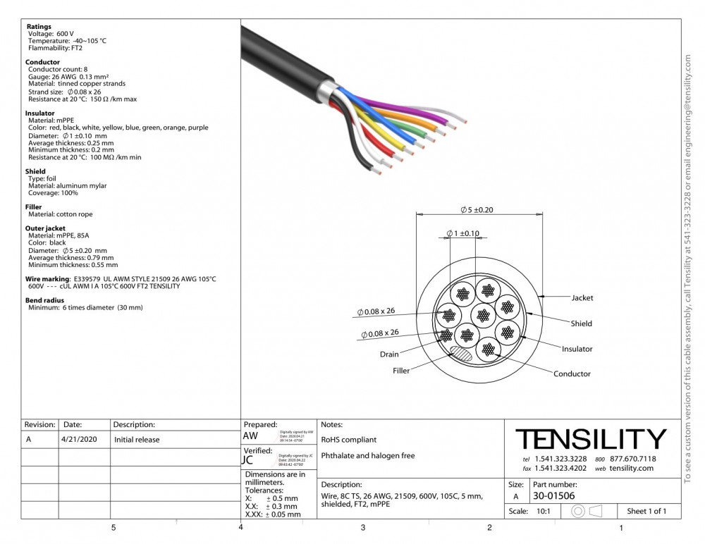 Tensility International 30-01506 cable drawing