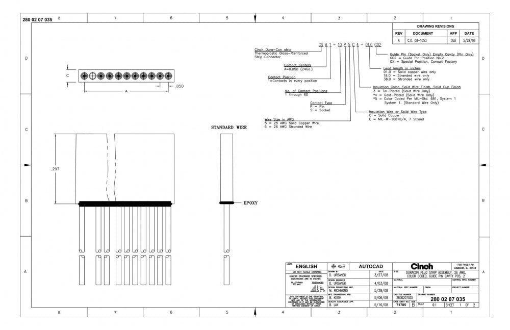 CINCH CSA1-9P6E5-18.0G02 technical drawing page