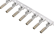 MX150L Female Terminal for 16-14 AWG Wire, Gold Plated, Metal Strip Carrier for sale