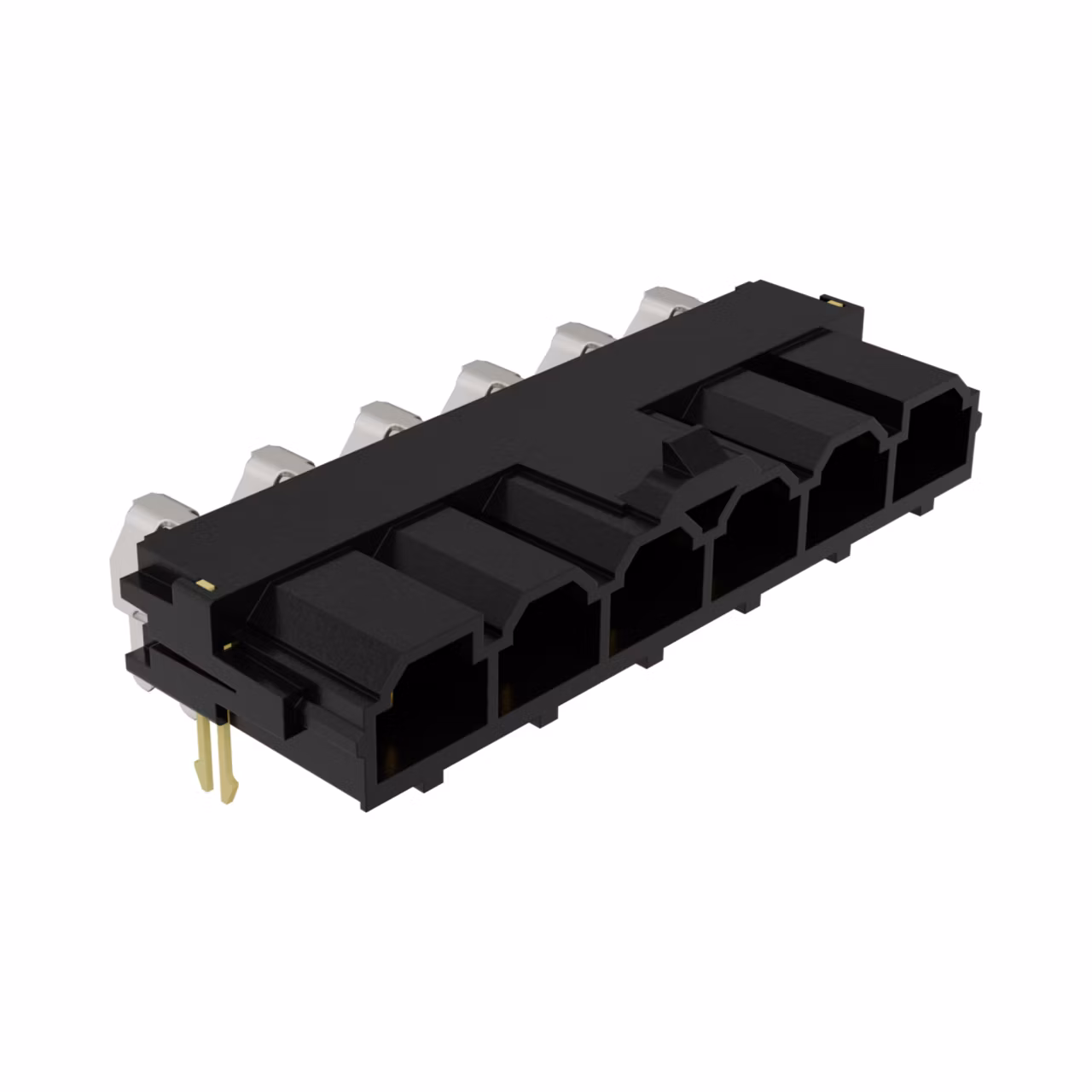 Mini-Fit Sr. Right-Angle Header, 10.00mm Pitch, Single Row, 6 Circuits, 5.10mm Tail Length, for 2.36mm PCB, 0.76µm Gold (Au) Plating, with Clip for sale