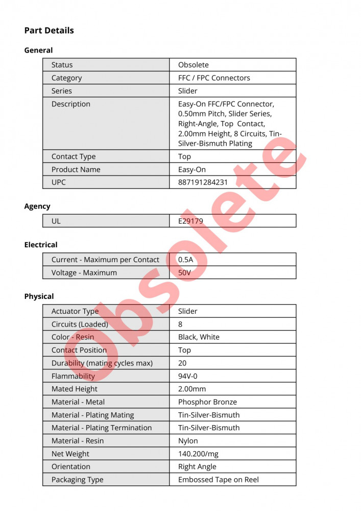 Technical document page 2 for MOLEX 527450833