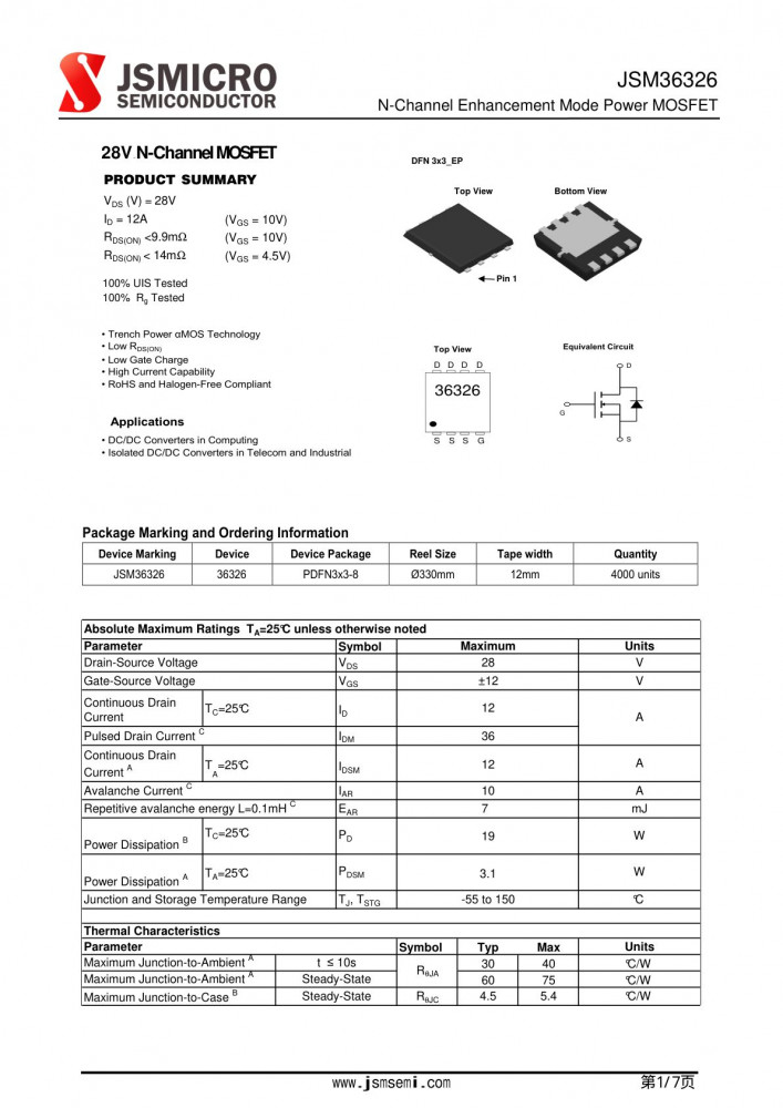 JSM36326 datasheet page 1