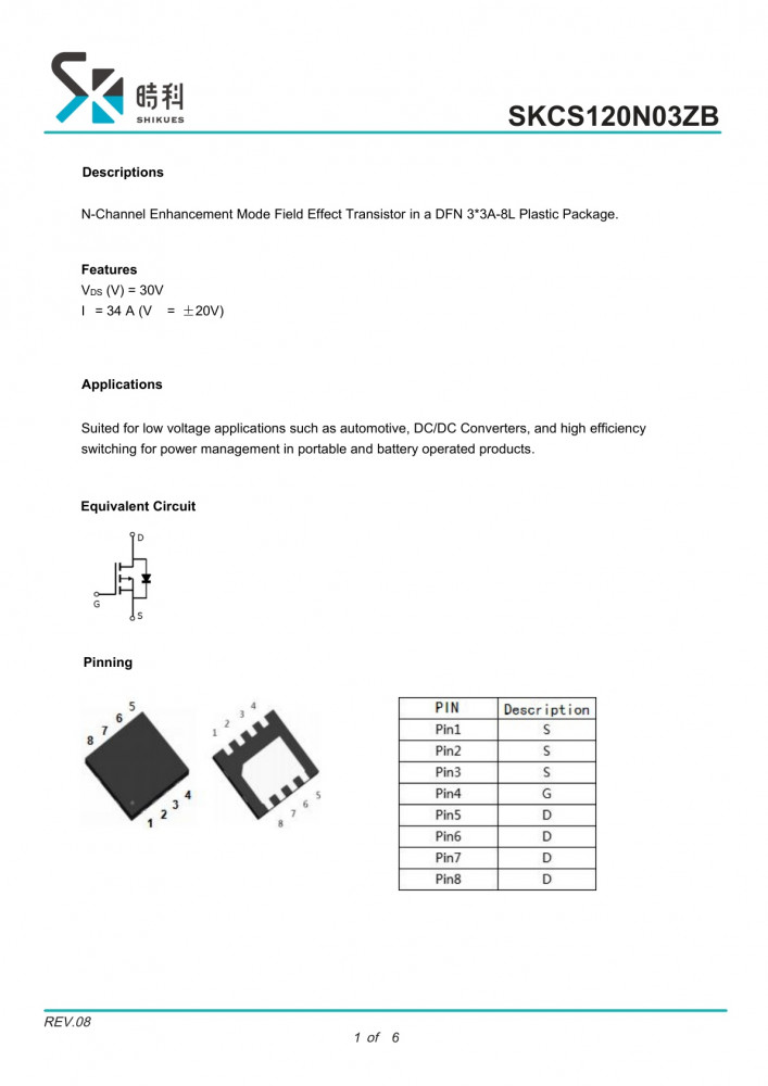 SKCS120N03ZB datasheet page 1