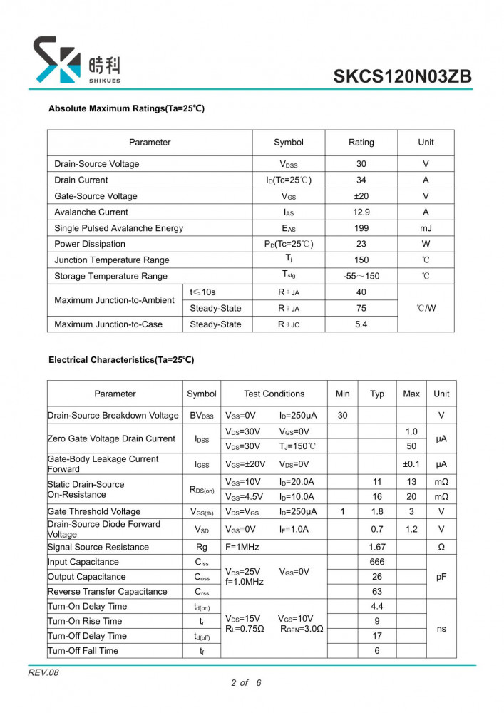 SKCS120N03ZB datasheet page 2