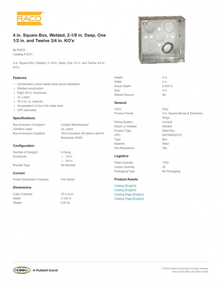 8231 product catalog page