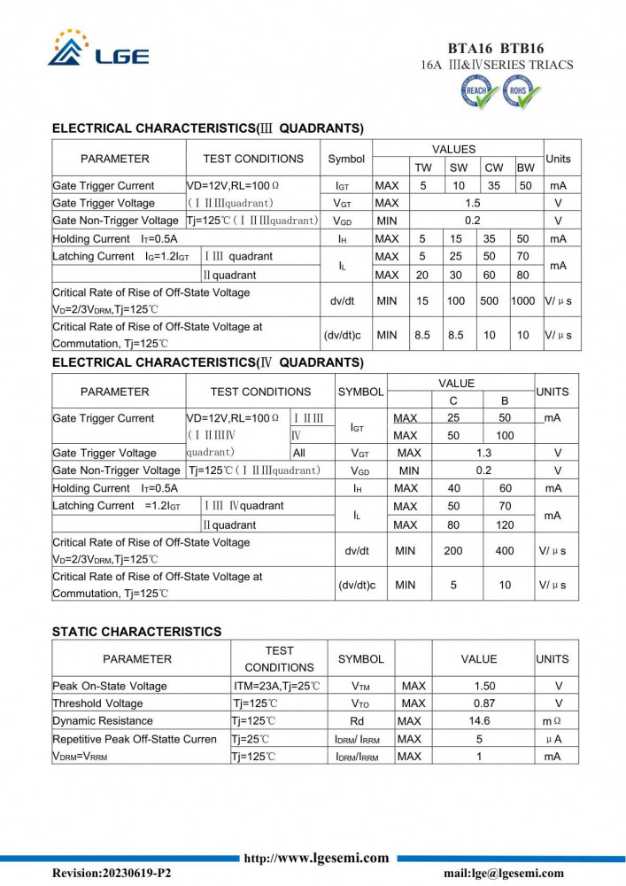 BTA16-800BW-LGE datasheet page 2