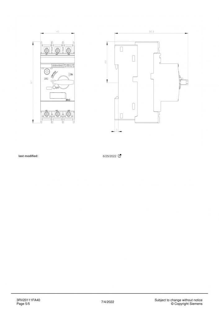 3RV20111FA40 datasheet page 5