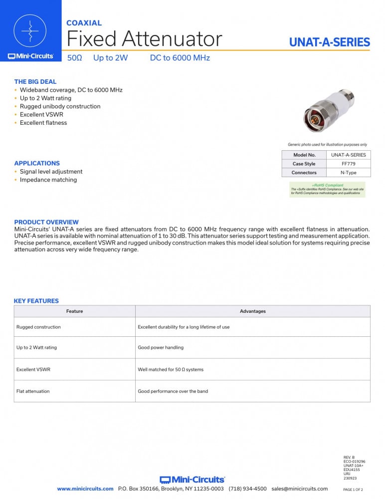 UNAT-10A+ datasheet page 1