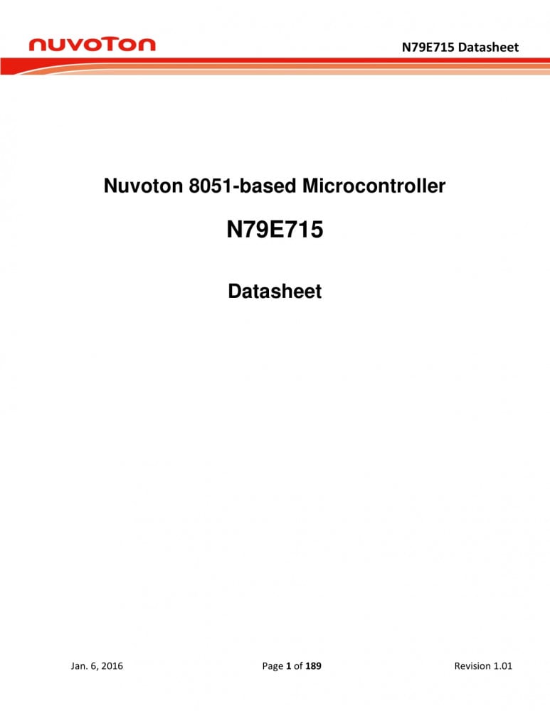N79E715 datasheet page 1