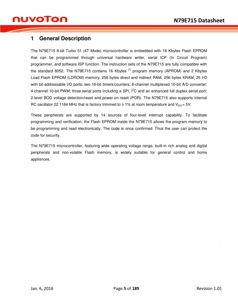N79E715 datasheet page 5