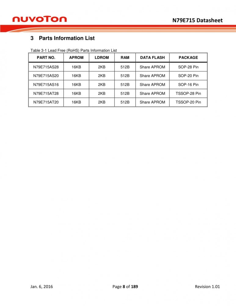N79E715 datasheet page 8