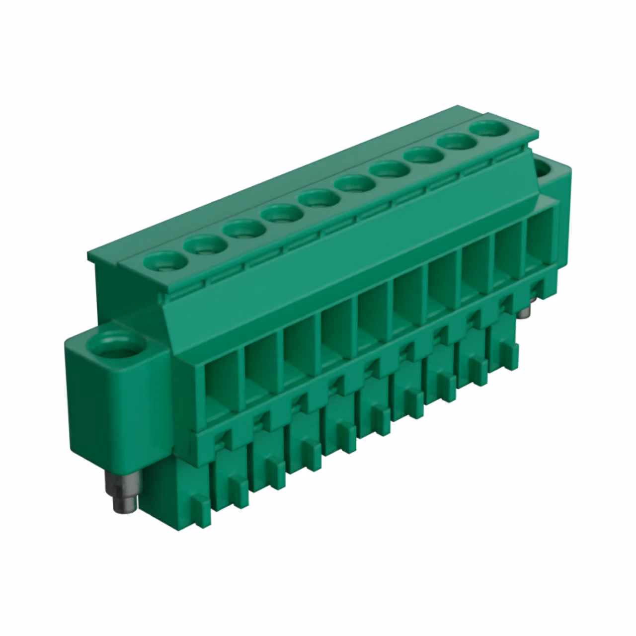 3.50mm Pitch Eurostyle Vertical Plug, with Retention Screws, Front Wire Entry, Green Housing, 10 Circuits for sale
