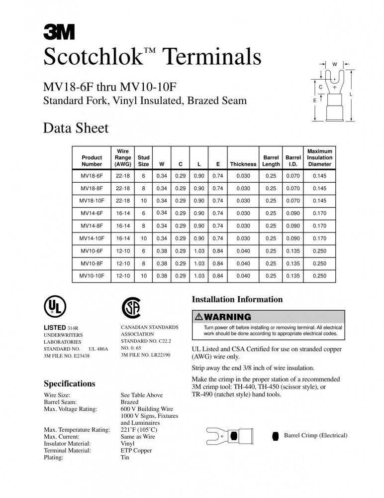 3M Scotchlok MV10-10FK datasheet page 1