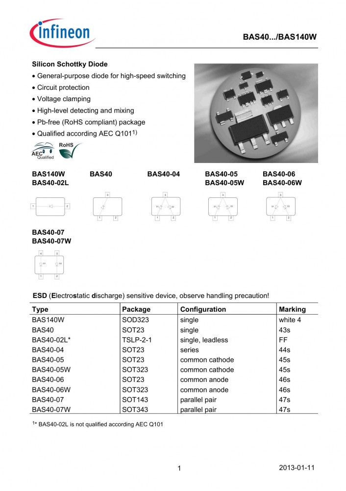 BAS40E6327 datasheet page 1