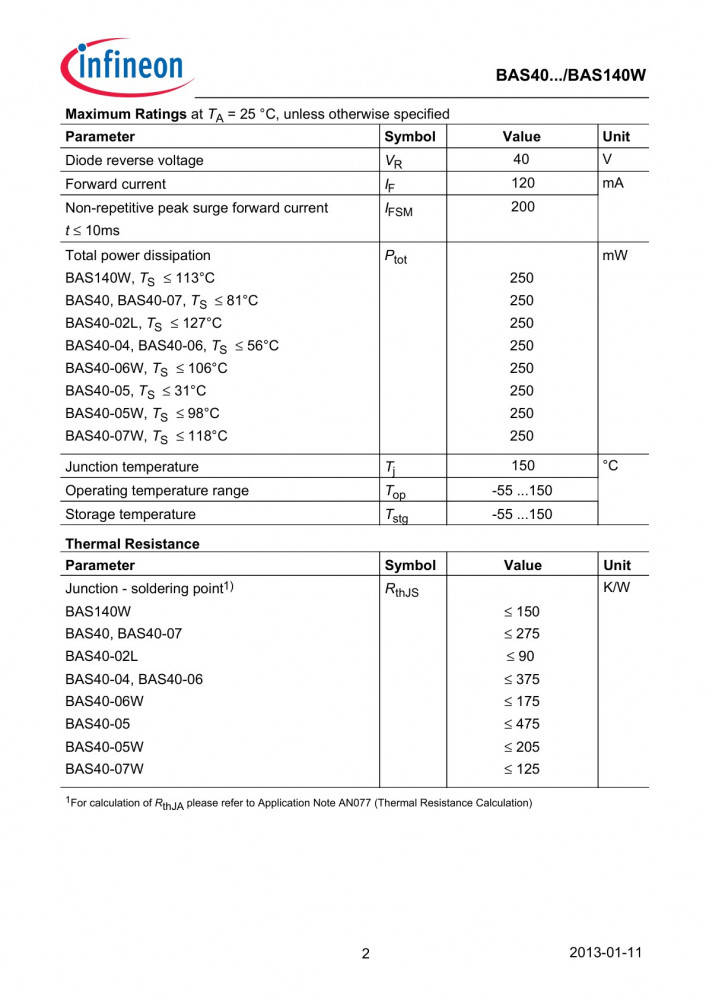 BAS40E6327 datasheet page 2