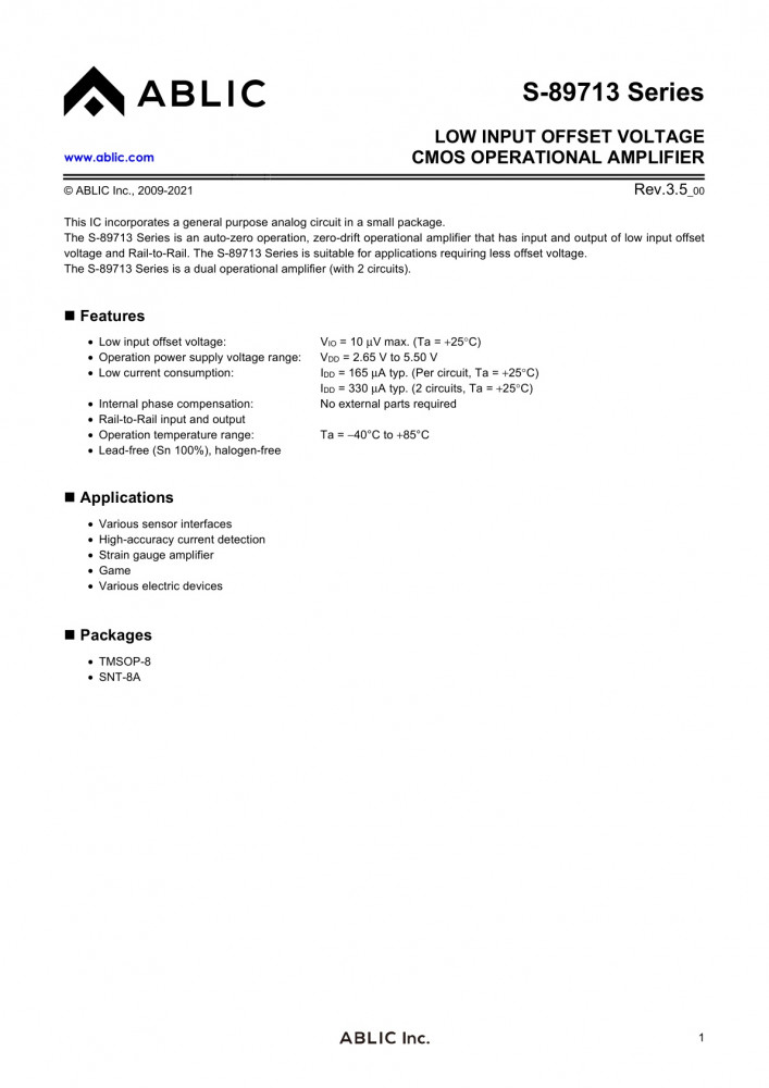 S-89713 datasheet page 1