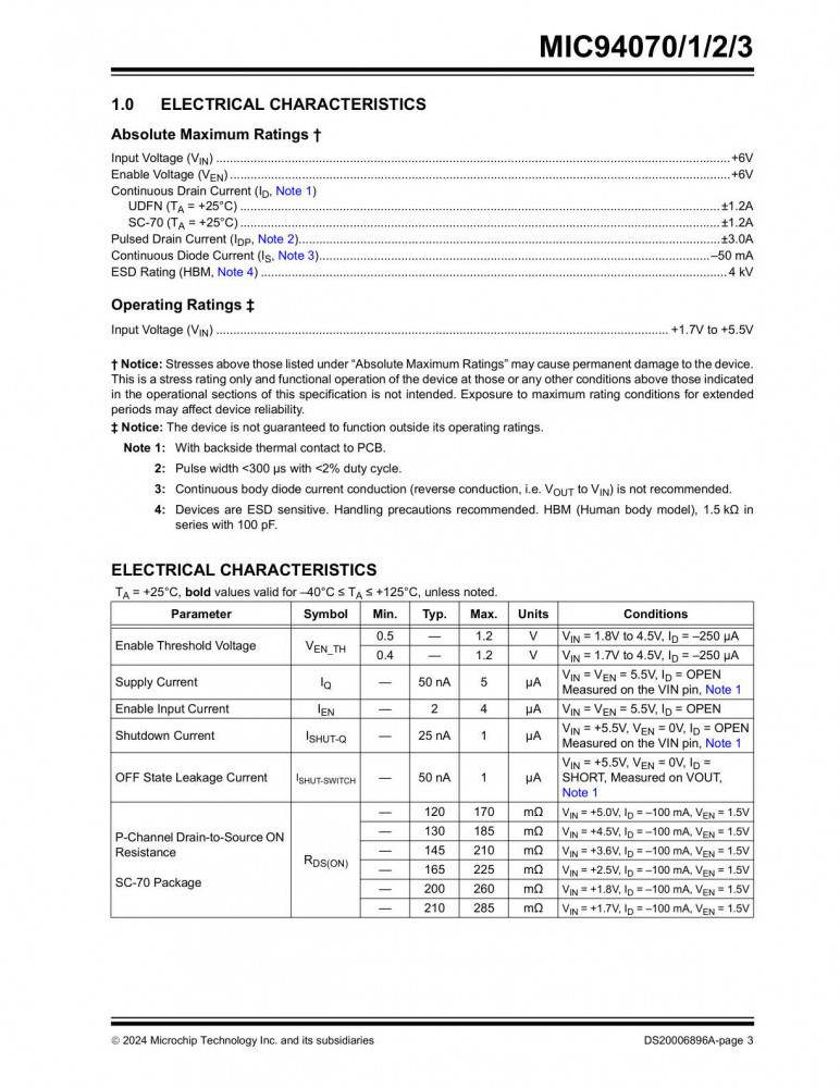 MIC94070 datasheet page 3