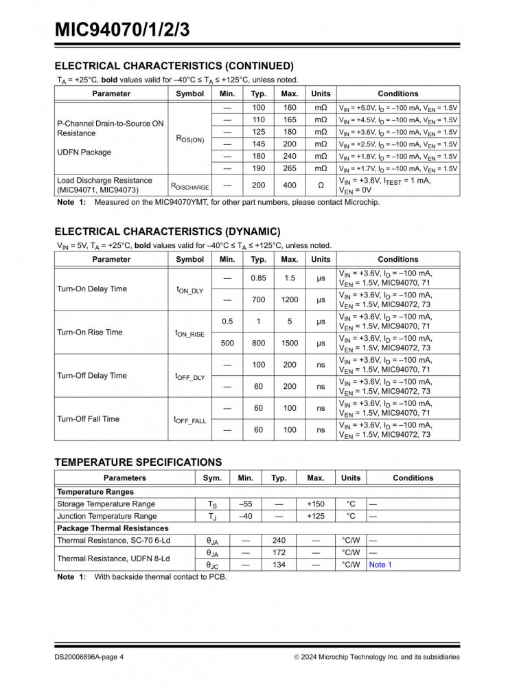 MIC94070 datasheet page 4