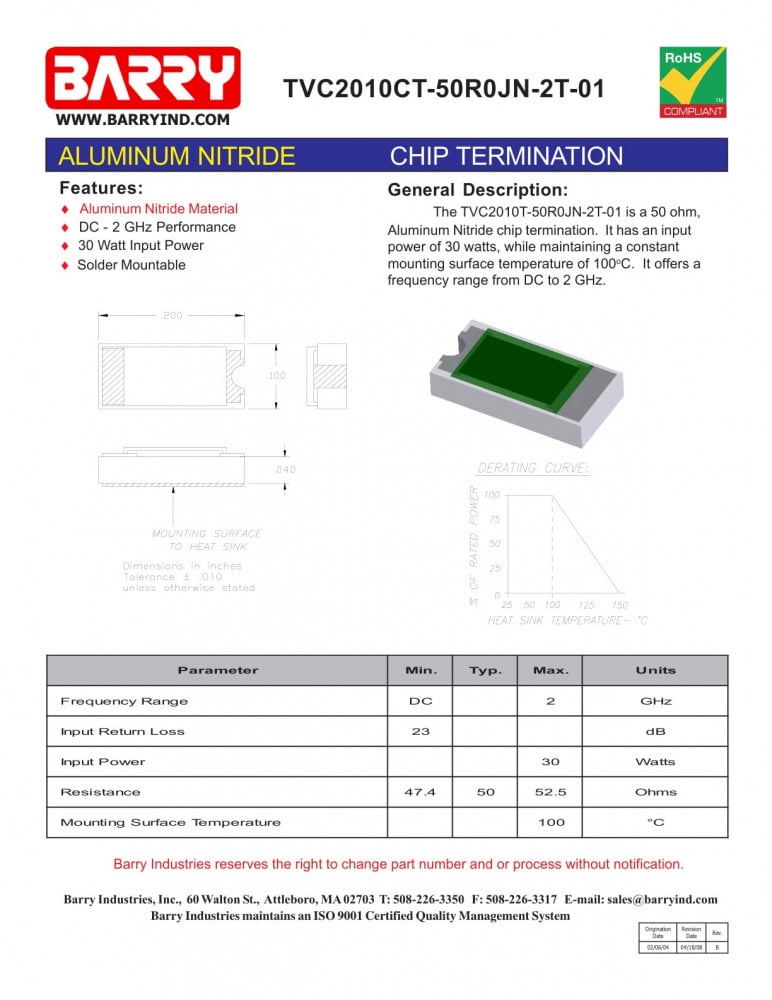 TVC2010CT-50R0JN-2T-01TR technical document page