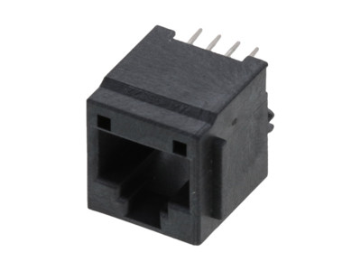 Modular Jack, Cat5e, Vertical, Top Entry, Through Hole, 8/8, High Profile, no Ribs, Tray