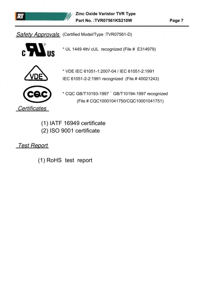 TVR07561KS210W datasheet page 10
