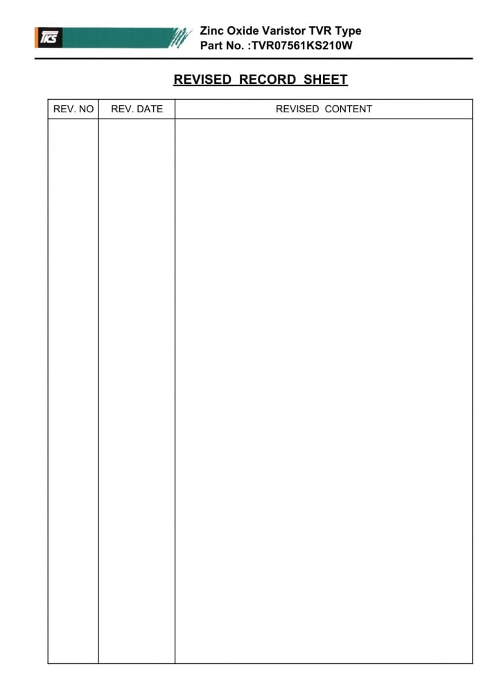 TVR07561KS210W datasheet page 2
