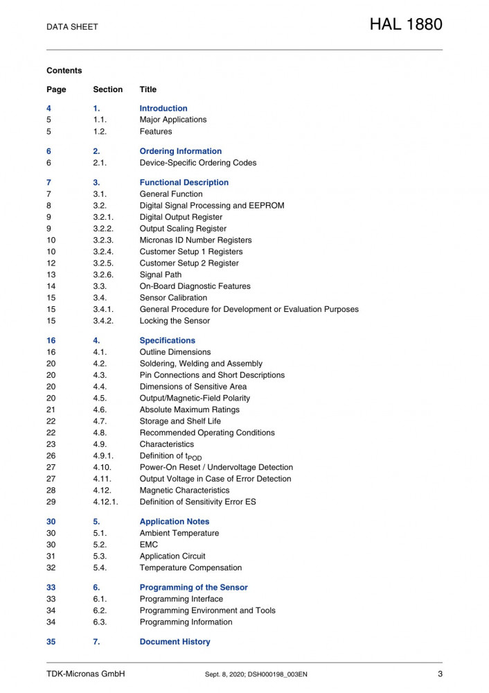 HAL 1880 datasheet page 3