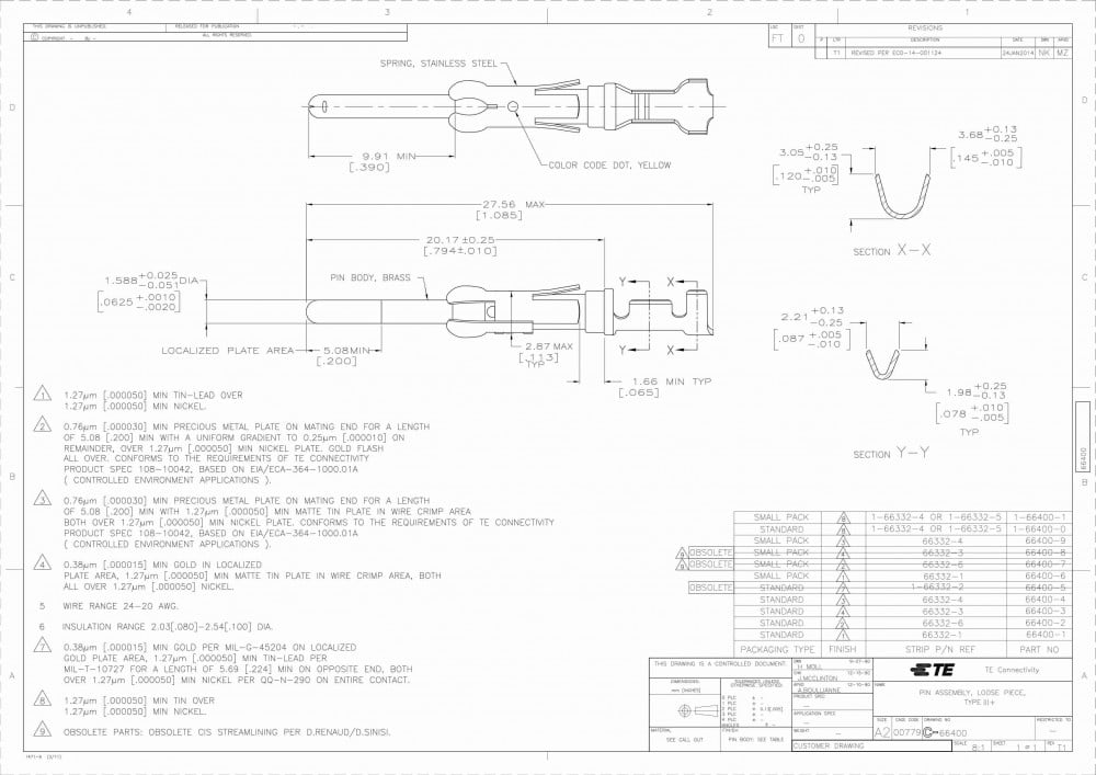 TE Connectivity 1-66400-0 controlled drawing preview