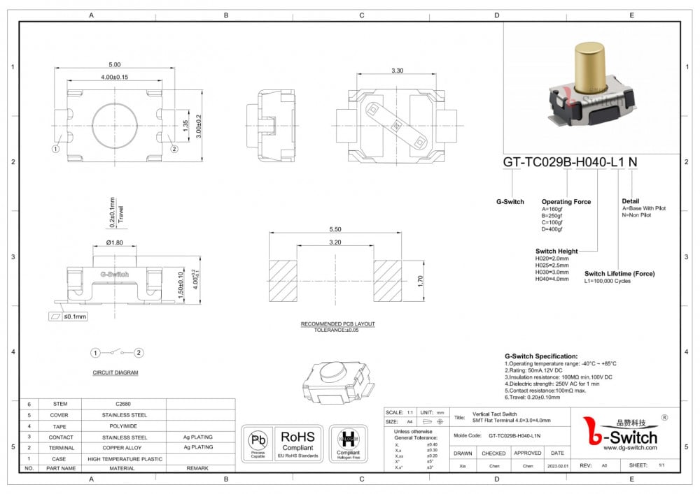 GT-TC029B-H040-L1N technical document page