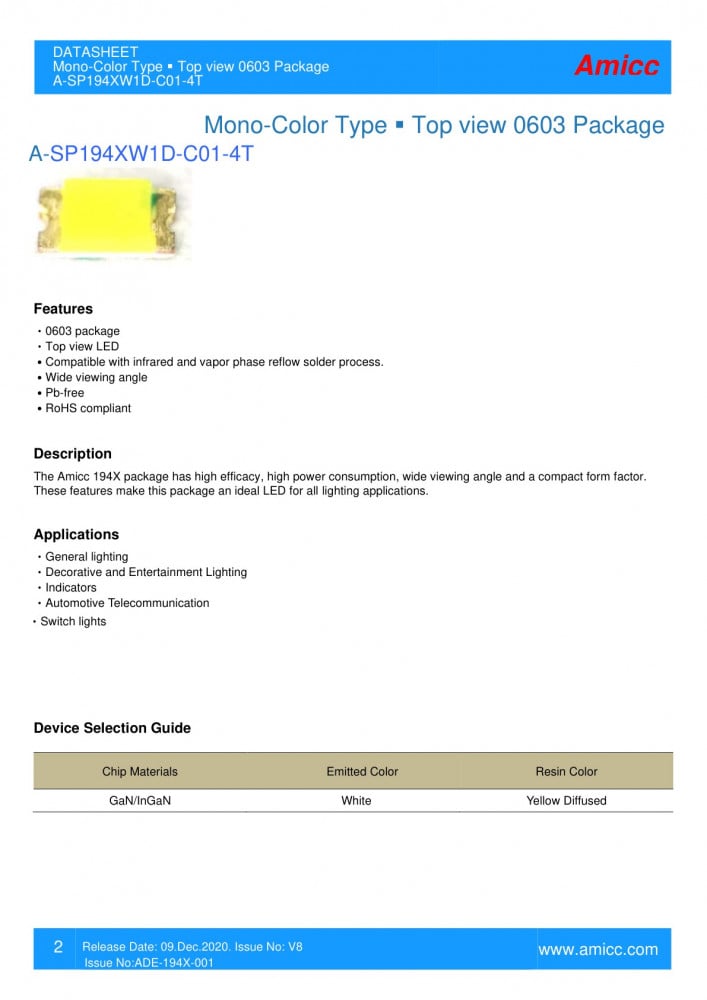 A-SP194XW1D-C01-4T datasheet page 2
