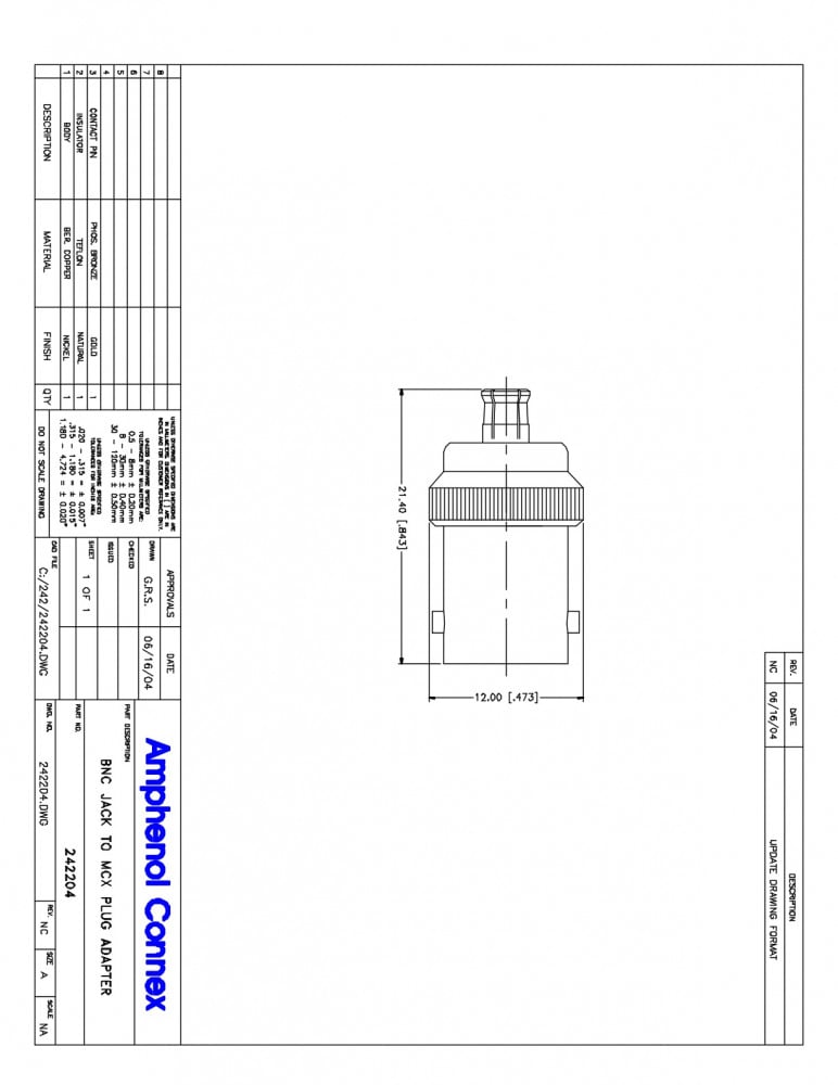 Amphenol 242204 technical drawing