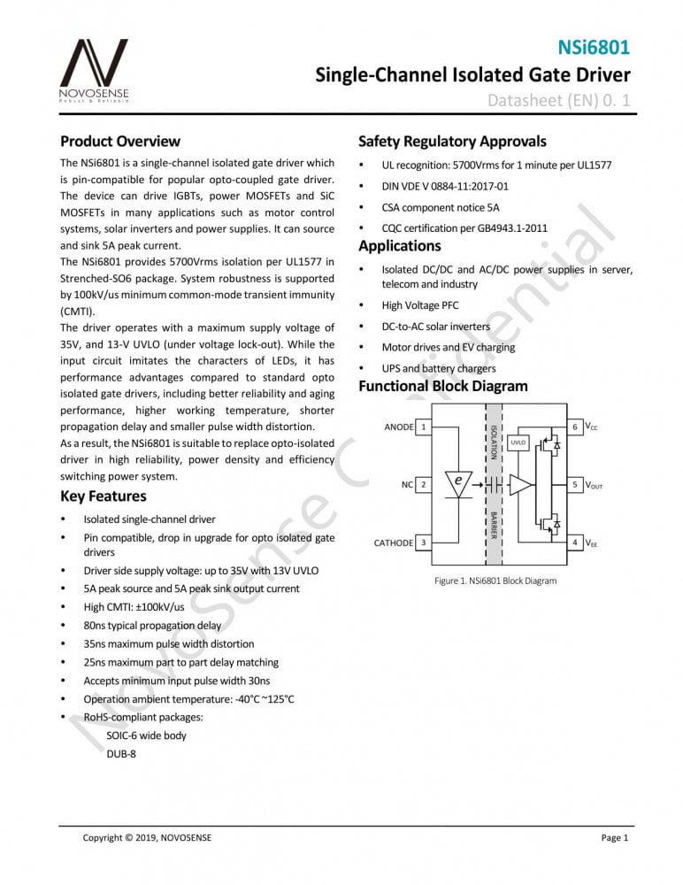 NSi6801 datasheet page 1