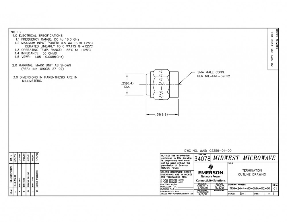TRM-2444-M0-SMA-02 termination outline drawing preview