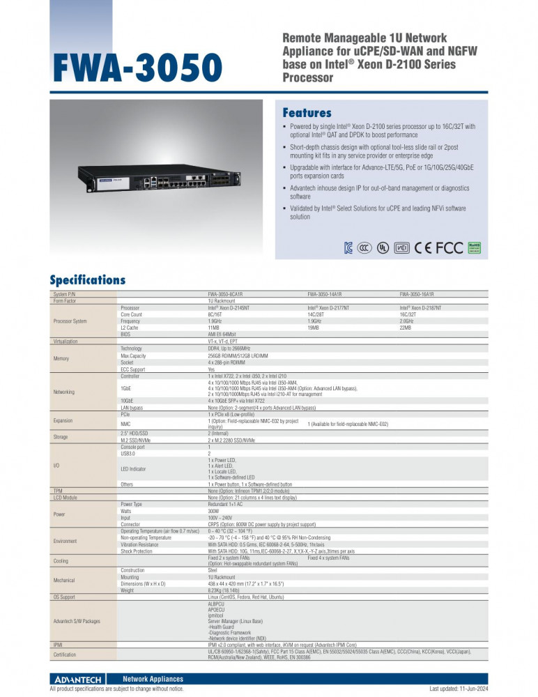 Advantech FWA-3050 product document page 1