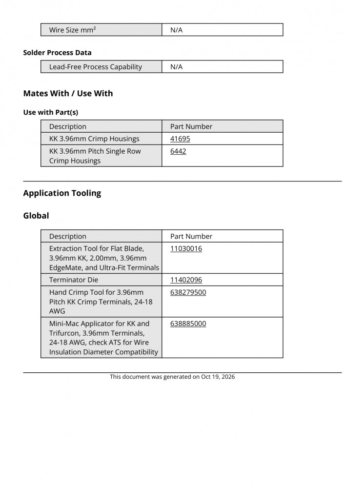 Molex Trifurcon connector product specification page 3