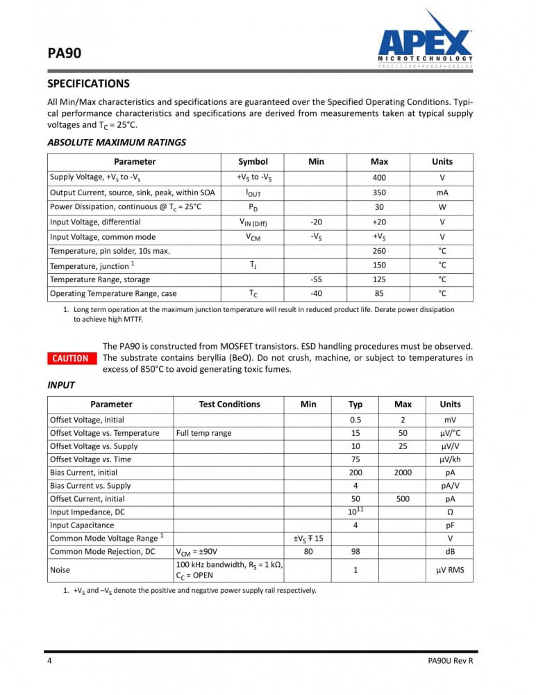 PA90EE datasheet page 4